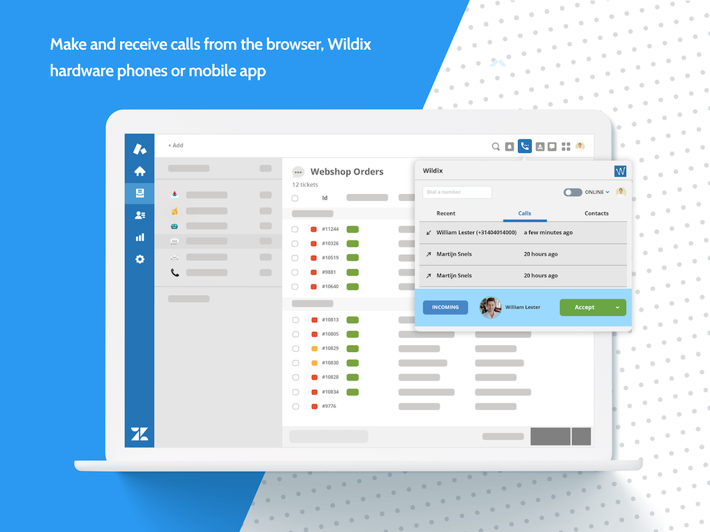 Wildix App Integration with Zendesk Support